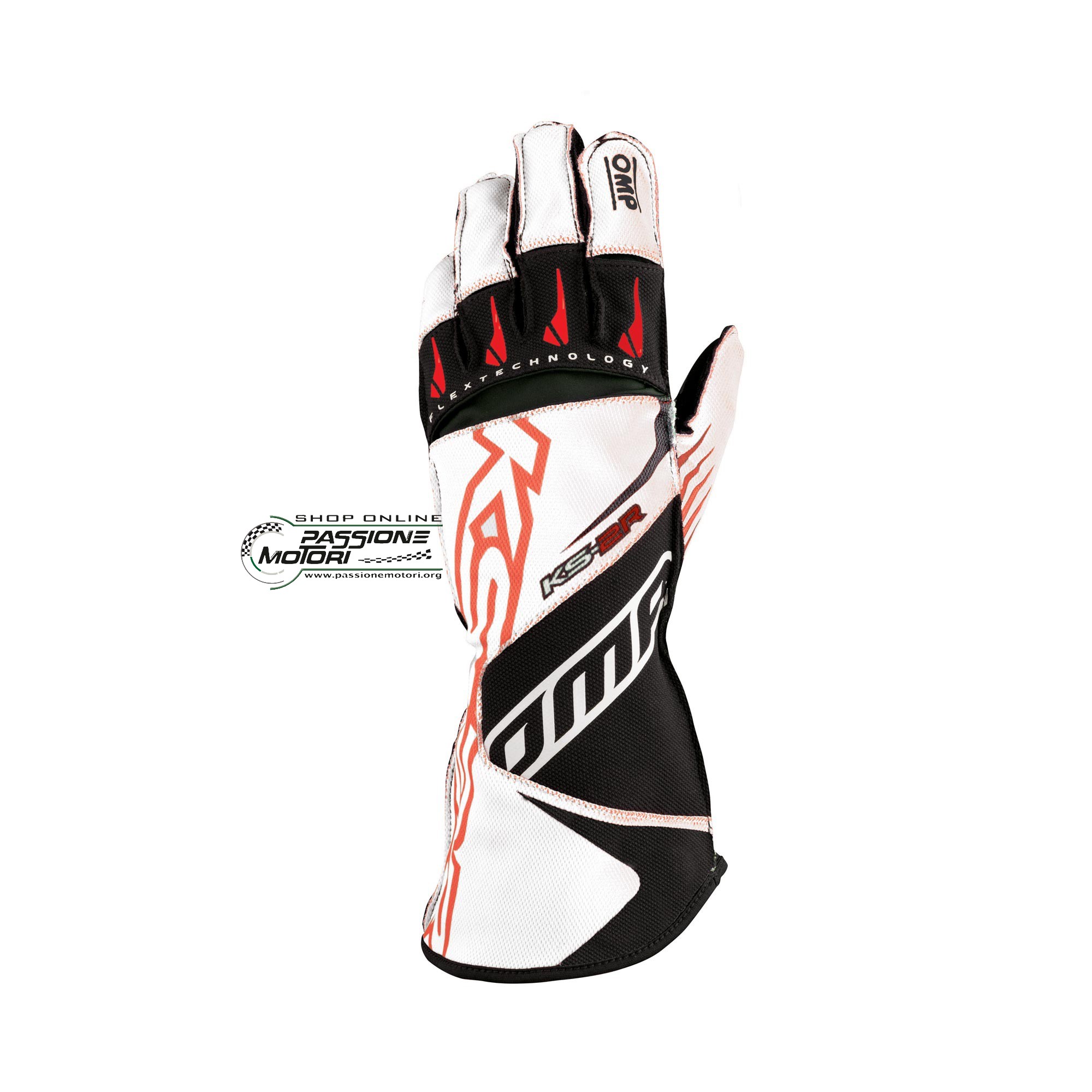 Guanto New KS-2R OMP Bianco/Rosso - Passione Motori